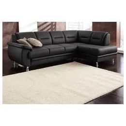 Sit & More Ecksofa SIT & MORE "Mailand L-Form, B: 250 cm", schwarz, B:250cm H:85cm T:164cm, Luxus-Kunstleder;Kunstleder Softlux;NaturLEDER (echtes Rindleder)/Korpus passendes Kunstleder Softlux;Luxus-Microfaser Altara Nubuck (100% Polyester), Sofas, optional Bettfunktion