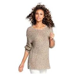 Rundhalspullover "Rundhals-Pullover", Damen, Gr. 40/42, bunt, 55% Baumwolle, 45% Polyester, Rick Cardona BY HEINE, gemustert, mehrfarbig, unifarben, Pullover