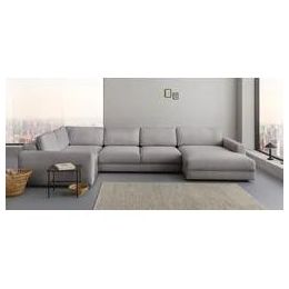 Wohnlandschaft Places of Style "Bloomfield, Mega Polsterprogramm, Breite 405cm, viel Platz, U-Form", grau, B:405cm H:84cm T:224cm, 92% Polyester 8% Nylon, Sofas, mit extra tiefer Sitzfläche, wahlweise mit Sitztiefenverstellung