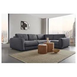 Ecksofa Places of Style "Bloomfield, Breite 304cm, Mega Polsterecke mit viel Platz, L-Form", grau (graphite), B:304cm H:84cm T:224cm, 92% Polyester 8% Nylon, Sofas, extra tiefe Sitzfläche, wahlweise mit Sitztiefenverstellung