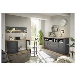 Büromöbel-Set Home Affaire "Westminster", grau (grau dunkel), B:341cm H:170cm T:60cm, Holzwerkstoff, Metall, Arbeitsmöbel-Sets, im romantischen Landhausstil, exclusiv by Otto
