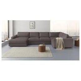 Wohnlandschaft Places of Style "Bloomfield, Mega Polsterprogramm, Breite 405cm, viel Platz, U-Form", grau (taupe), B:405cm H:84cm T:224cm, 100% Polyester, Sofas, mit extra tiefer Sitzfläche, wahlweise mit Sitztiefenverstellung