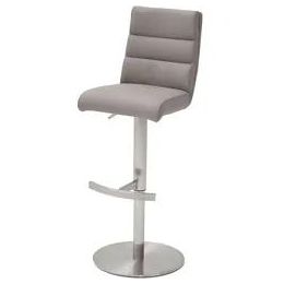 Bistrostuhl MCA furniture "GIULIA Barstuhl Tresenstuhl Tresenhocker", grau (eisgrau, edelstahl gebürstet), B:39cm H:88cm T:54cm, Leder, Stühle, Barhocker,Bistrohocker,Barstuhl,drehbar,Sitzhöhe 53-78cm,mit Lehne