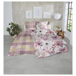 Bettwäsche Primera "Feinbiber-Bettwäsche", lila (lila, grau, bügeln bei mittlerer temperatur, trocknergeeignet, chemische reinigung nicht erlaubt, nicht bleichen), B/L: 155cm x 220cm, 1 Stk., 1 Stk., Feinbiber, B/L: 80cm x 80cm, 2 Stk., Feinbiber, Obermaterial: 100% Baumwolle, Bettwäsche, samtweich und natürlich aus reiner Baumwolle