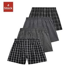 Webboxer AUTHENTIC LE JOGGER, Herren, Gr. 5M, schwarz-weiß (schwarz, weiß), Webqualität, Obermaterial: 100% Baumwolle, kariert, bequem, Unterhosen, vier unterschiedliche Dessins