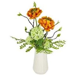 Kunstblume I.GE.A. "Arrangement Ranunkel", orange, B:23cm H:44cm L:14cm, Kunstpflanzen, Vase aus Keramik
