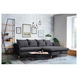 Ecksofa exxpo - SOFA FASHION "WALPY, elegant und modern, hoher Sitzkomfort, schmale Armlehnen", grau (anthrazith), B:274cm H:88cm T:170cm, Sofas, L-Form, wahlweise mit Bettfunktion und Bettkasten, in Cord