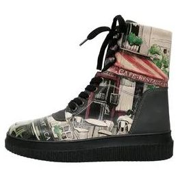 Schnürboots DOGO "Future High Top Boots Mon Cher Damen Stiefeletten", Damen, Gr. 40, Normalschaft, rot (beige, rot), Lederimitat, Schuhe, Handgefertigt