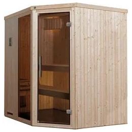 Sauna Weka "Varberg", beige (natur), Bio-Ofen, externe Steuerung, 7,5 kW, Saunen, 7,5 kW Bio-Ofen mit digitaler Steuerung