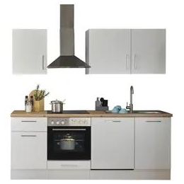 Küchenzeile BASIC BY BALCULINA "Turin", weiß (küche: weiß, korpus: weiß matt, arbeitsplatte: artisan eichefarben), B:220cm H:211cm T:60cm, Komplettküchen-Sets, Küchenzeile, Breite 220 cm, wahlweise mit E-Geräten