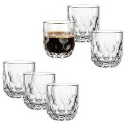 Espressoglas Leonardo "GOCCE, 90 ml, 6er-Set", transparent, H:5,6cm &Oslash;:5,2cm, Glas, Trinkgef&auml;&szlig;e, 1. Variante, mit Tropfenrelief