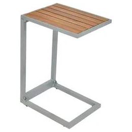 Beistelltisch Merxx, beige (natur, silber, natur), B:41,5cm H:41,5cm T:61cm, Aluminiumgestell mit Akazienholz, Tische, aus Akazienholz, BxTxH: 41,5x61x41,5 cm