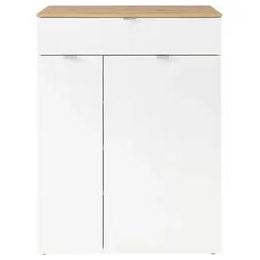Schuhschrank Innostyle "Bari Schuhschrank mit Schubkasten, BxHxT 78x103x38 cm", weiß, B:78cm H:103cm T:40cm, Holzwerkstoff, MDF, Schränke, 2 türig, 1 Schübkasten, 4 Fächer, Softclose, ABS Kantenschutz