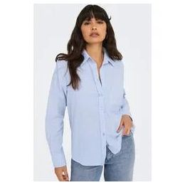Hemdbluse Only "ONLALINA LIFE L/S STRIPE SHIRT WVN", Damen, Gr. L, blau (cashmere blau stripes:cd stripes), Web, Obermaterial: 100% Baumwolle, gestreift, regular fit, V-Ausschnitt, Blusen