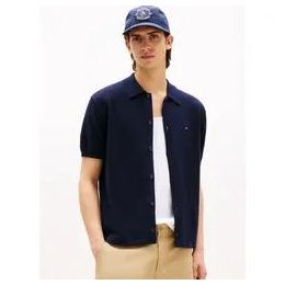 Kurzarmhemd Tommy Hilfiger "ESSENTIAL COTTON SS OVER SHIRT", Herren, Gr. M, N-Gr, blau (desert sky), Strick, Obermaterial: 100% Baumwolle, Hemden