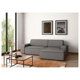 Ecksofa Trendmanufaktur "Graz, wahlweise mit Sitzvorschub und Bettkasten, L-Form, Breite 246 cm", grau (anthrazit), B:246cm H:73cm T:162cm, 100% Polyester, Sofas, in Cord-, haustierfreundlichem LEO Struktur- oder LUMOS-3D-Bezug