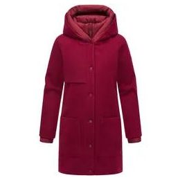Kurzmantel Navahoo "Flauschwunder 14", Damen, Gr. XL (42), rot (bordeaux), Obermaterial: 90% Polyacryl, 8% Viskose, 2% Elasthan; Obermaterial 2: 100% Polyester; Innenfutter: 100% Polyester; Wattierung: 100% Polyester; &Auml;rmelfutter: 100% Polyester, gerade Po-bedeckend, hoch geschlossener Ausschnitt, eng normaler Saum, M&auml;ntel Kurzmantel, Damen Mantel in Wollmantel-Optik mit abnehmbarem Einsatz