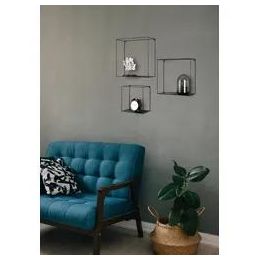 Wandregal Mirrors and More "Rita", schwarz, B:32cm H:32cm T:12cm, Metall, Regale, Dekorative Regale, Metallrahmen