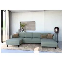 Wohnlandschaft Home Affaire "Booster Couch wahlweise mit Schlaffunktion und Bettkasten-auch in Cord", grau, B:232cm H:83cm T:161cm, 92% Polyester, 5% Polyamid, Sofas, Sofa in U-Form, Breite 305 cm