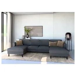 Wohnlandschaft Home Affaire "Booster Couch wahlweise mit Schlaffunktion und Bettkasten-auch in Cord", anthrazit, B:232cm H:83cm T:161cm, 100% Polyester, Sofas, Sofa in U-Form, Breite 305 cm
