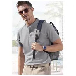Poloshirt John Devin "mit Stehkragen", Herren, Gr. 3XL (64/66), grau, Piqué, Obermaterial: 100% Baumwolle, unifarben, regular fit normal, Rundhals, abgesteppte Kante, Shirts, Regular-Fit, aus Baumwoll-Piqué