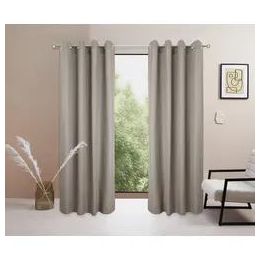 Vorhang my home "Raja" Gr. 4, grau (taube), B:140cm H:245cm, Polyester, Recyceltes Material, Gardinen, 2er-Set, Bestseller, einfarbig, modern, pflegeleichte Mikrofaser