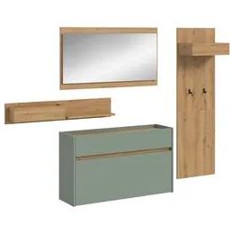 Garderoben-Set Inosign "EVRID, 4-teilig, Breite 205 cm, individuell hängbar & erweiterbar", salbei nb, artisan oak nb, B:205cm H:192cm T:32cm, Spanplatte, Kastenmöbel-Sets, Garderobenkombination, Garderobe, Wandgarderobe, Flur, Diele
