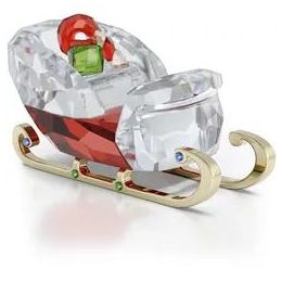 Weihnachtsfigur Swarovski "Dekofigur Kristallfigur Sammelfigur Schlitten", gold (kristallweiß, rot, grün, goldfarben, blau), Dekofiguren, Metall, Swarovski Kristall