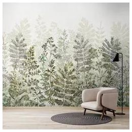 Fototapete Art for the home "Blatt-Silhouette", grün, H:2,8m L:2,8m, Vlies, Tapeten, Design Tapeten