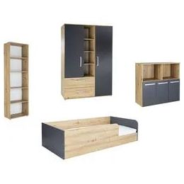 Jugendzimmer-Set Arthur Berndt "Kinderzimmer »Alessio« Set 4-teilig", artisan, oak nb, anthrazit, ohne Matratze, B/H: 90cm x 200cm, Schlafzimmermöbel-Sets, Modernes Kleinkinderzimmer - Set