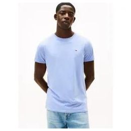 Tommy Hilfiger T-Shirt TOMMY JEANS "TJM ESSENTIAL SOLID TEE", Herren, Gr. L, nordic iris, Jersey, Obermaterial: 100% Baumwolle, Basic, slim fit normal, Rundhals, eingesetzt abgesteppte Kante, Shirts, mit Rundhalsausschnitt und dezenter Logo-Flag