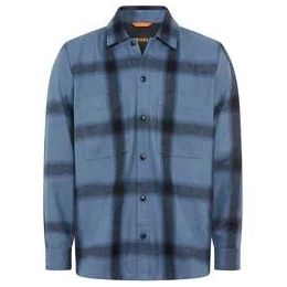 Langarmhemd BOSS ORANGE "Locky", Herren, Gr. XXL, N-Gr, open blau495, Web, Obermaterial: 50% Wolle, 50% Polyester. Futter: 100% Nylon, kariert, meliert, oversize normal, Rundhals, 1-Knopf-Manschette, Hemden, melierte Wollmischung, Karo-Design, oversize fit