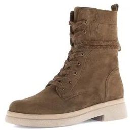 Schnürboots Gabor, Damen, Gr. 41, braun, Veloursleder, unifarben, Schuhe, Blockabsatz, Schnürstiefelette mit Innenreißverschluss, G-Weite