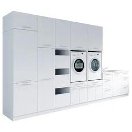 Mehrzweckschrank-Set LAUNDREEZY "Laundreezy, 12-tlg. Mehrzweckschrank-Set B/H/T 445/238/68 cm", weiß matt, B:445cm H:238cm T:68cm, Holzwerkstoff, Kastenmöbel-Sets, Breite 445 cm, Soft-Close-Funktion für Türen