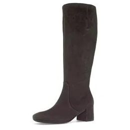 Stiefel Gabor "MILANO", Damen, Gr. 42, Normalschaft, dunkelbraun, Ziegenveloursleder, unifarben, Schuhe, Blockabsatz, Businesstiefel, Langschaftstiefel in Weite G (= weit)