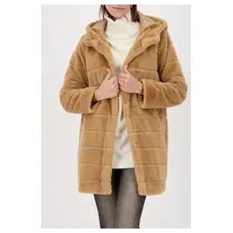 Fellimitatmantel monari, Damen, Gr. 46, cognac, Plüsch, Obermaterial: 100% Polyester. Futter: 100% Polyester, unifarben, regular fit ca. Mitte Oberschenkel, Rundhals, eingesetzt gerader Abschluss, Mäntel, Regular fit mit Rundhalsausschnitt und Kapuze