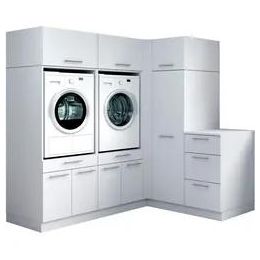 Mehrzweckschrank-Set LAUNDREEZY "Laundreezy, 7-tlg. Mehrzweckschrank-Set B/H/T 203/200/68 cm", weiß matt, B:203cm H:200cm T:68cm, Holzwerkstoff, Kastenmöbel-Sets, Breite 203 cm, Soft-Close-Funktion für Türen