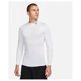 Trainingsshirt Nike "M NP DF TIGHT LS MOCK", Herren, Gr. S, weiß, schwarz, Obermaterial: 90% Polyester, 10% Elasthan, normal, Shirts