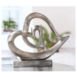 Dekoobjekt Gilde "Standrelief Herz heart in heart", silber (silberfarben), B:29cm H:24,5cm T:10,5cm, Aluminium, Dekofiguren