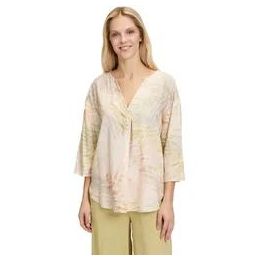 Kurzarmbluse Cartoon "Damen Leinenbluse mit V-Ausschnitt", Damen, Gr. 44, cream, apricot, Obermaterial: 55% Leinen, 45% Viskose., figurumspielend normal, U-Boot-Ausschnitt, Blusen