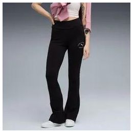 Leggings Puma "CLASS HIGH-WAIST FLARED LEGGINGS", Damen, Gr. L, N-Gr, schwarz (Puma schwarz), Jersey, Obermaterial: 95% Baumwolle, 5% Elasthan, unifarben, schmal normal, Hosen Leggings, aus Baumwolle und Elasthan, sportlicher Stil, schmale Passform
