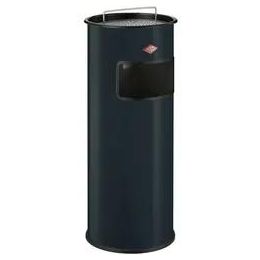 Aschenbecher Wesco "Standascher 50 L mit Sieb", anthrazit, B:32cm H:74cm T:32cm Ø:32cm, Stahlblech, Mülleimer, mit Einwurfschlitz und Sieb