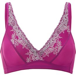 wäschepur Damen BH ohne Bügel magenta-ecru Größe 90A