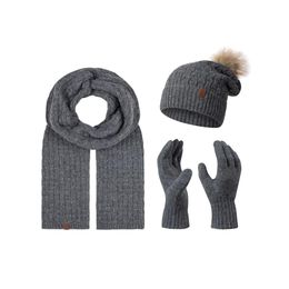 Rock Creek Schal Mütze Handschuhe Set in Dunkelgrau | Gr.: onesize