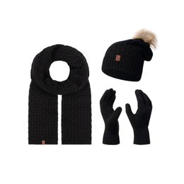 Rock Creek Schal Mütze Handschuhe Set in Schwarz | Gr.: onesize