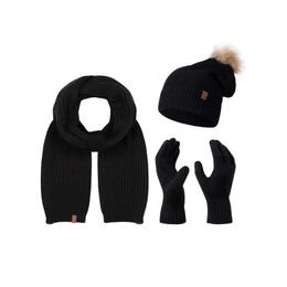 Rock Creek Schal Mütze Handschuhe Set in Schwarz | Gr.: onesize