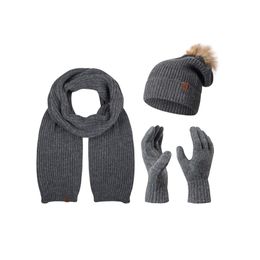 Rock Creek Schal Mütze Handschuhe Set in Dunkelgrau | Gr.: onesize