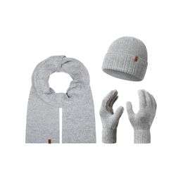 Rock Creek Schal Mütze Handschuhe Set in Grau | Gr.: onesize