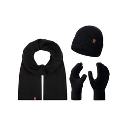 Rock Creek Schal Mütze Handschuhe Set in Schwarz | Gr.: onesize