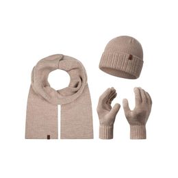 Rock Creek Schal Mütze Handschuhe Set in Beige | Gr.: onesize